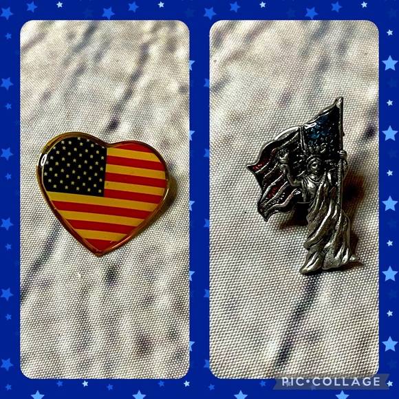 Jewelry | Pair Of Patriotic Pins For Lapel Hat Tie Tack Usa Heart Lady ...